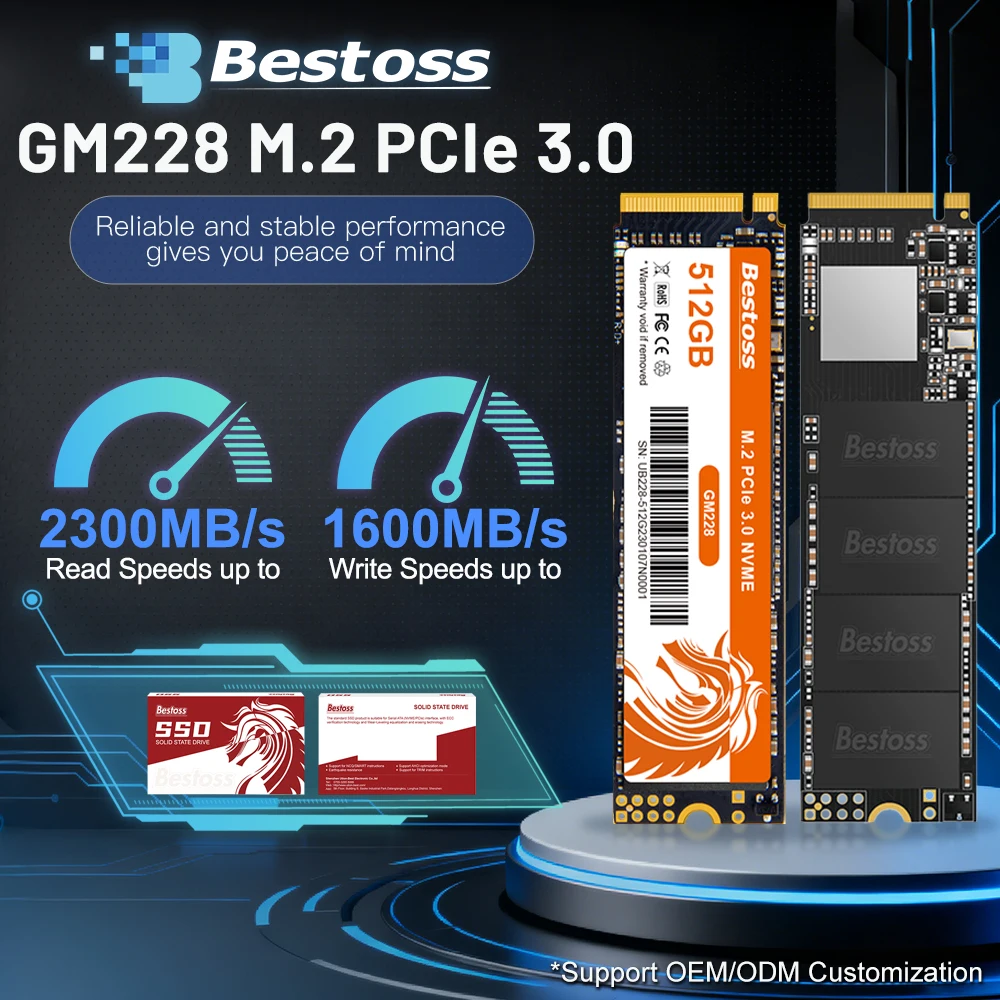 Bestoss NVMe M.2 2280 PCIe 3.0 SSD 128GB/256GB/512GB/1TB TLC Internal ...