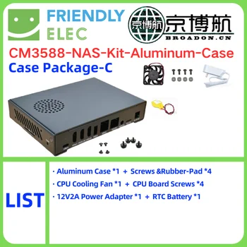 FriendlyELEC NAS 키트 금속 알루미늄 케이스 파워 RK3588 CPU 보드 냉각 선풍기 RTC 배터리 방열판 나사 ...