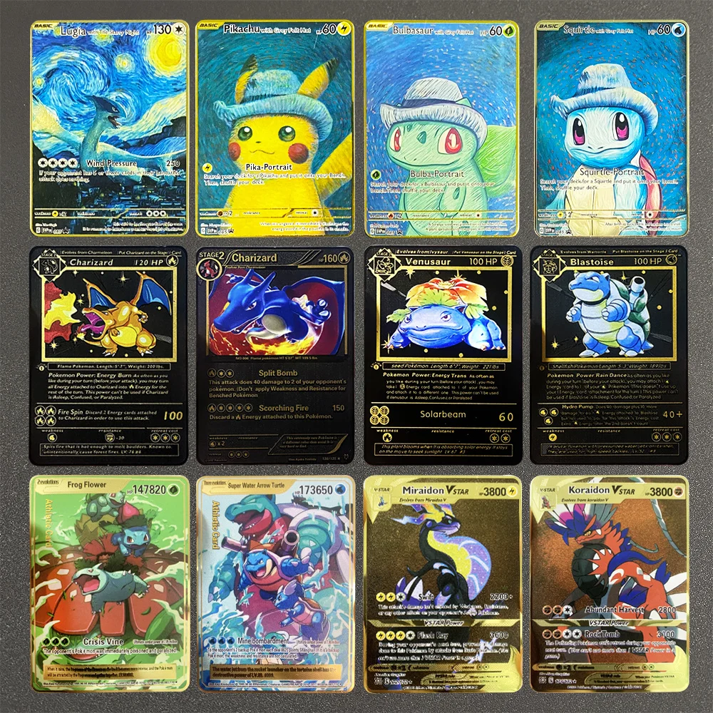 10000 Points High HP Pikachu Charizard Arceus Mewtwo Gold Black English ...