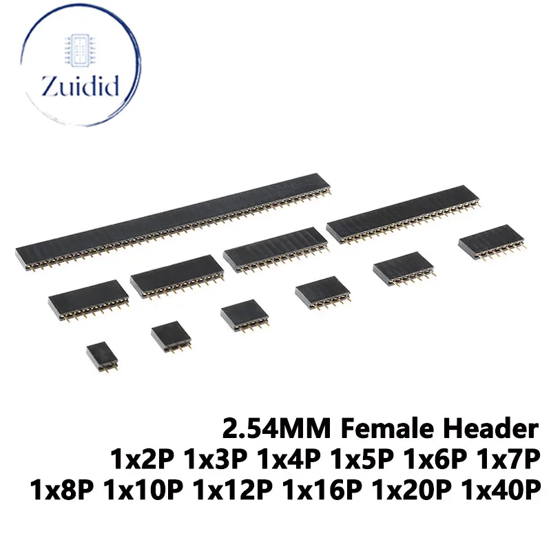 10pcs-2-54mm-Single-Row-Female-PCB-Board-Pin-Header-Socket-Connector-2P ...