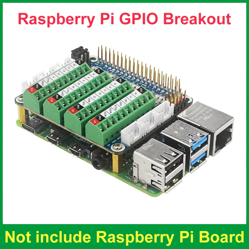 Raspberry-Pi-4-GPIO-Breakout-Board-Status-LED-Terminal-Block-ADC-DCA ...