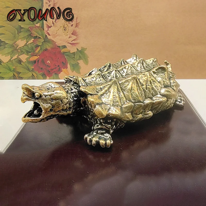 Pure Copper Snapping Turtle Statue Desktop Ornaments Brass Tortoise ...