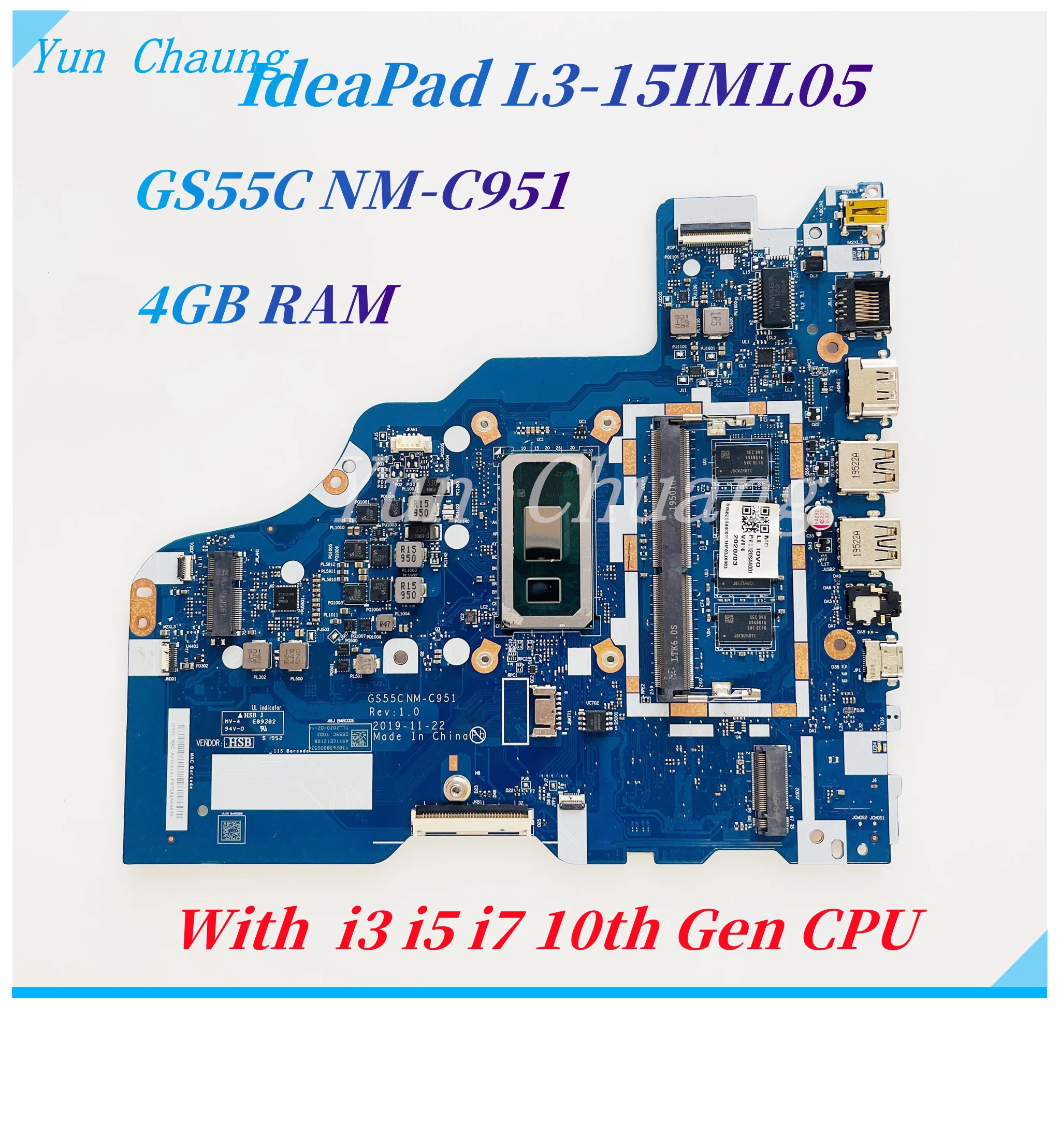 GS55C NM-C951 For Lenovo IdeaPad L3-15IML05 Laptop Motherboard ...