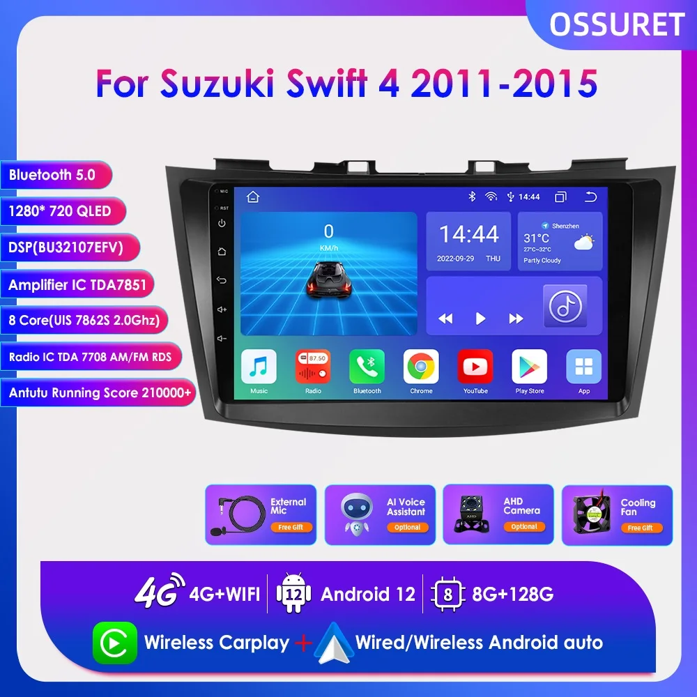 9'' 2din Carplay Octa Core Car Radio For Suzuki Swift 4 2011-2015 ...