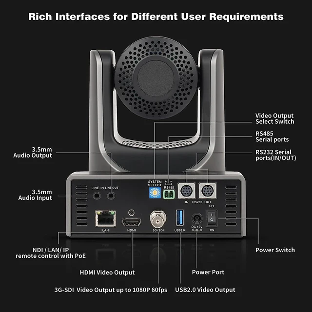 4K 60FPS PTZ NDI Camera POE 12X 20X Zoom AI Tracking PTZ Camera SDI HDMI USB Video Conference ...