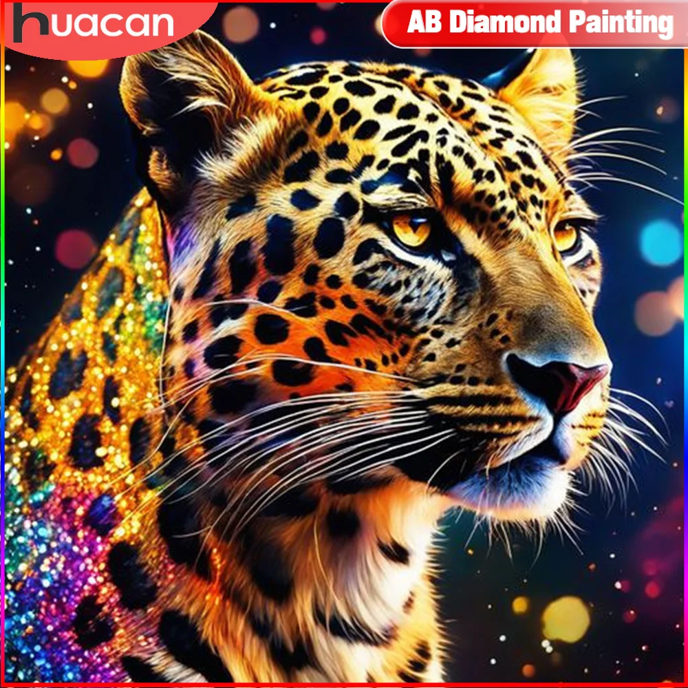 HUACAN-Diamond-Painting-Animal-Leopard-Full-Square-Round-Mosaic-Fantasy ...