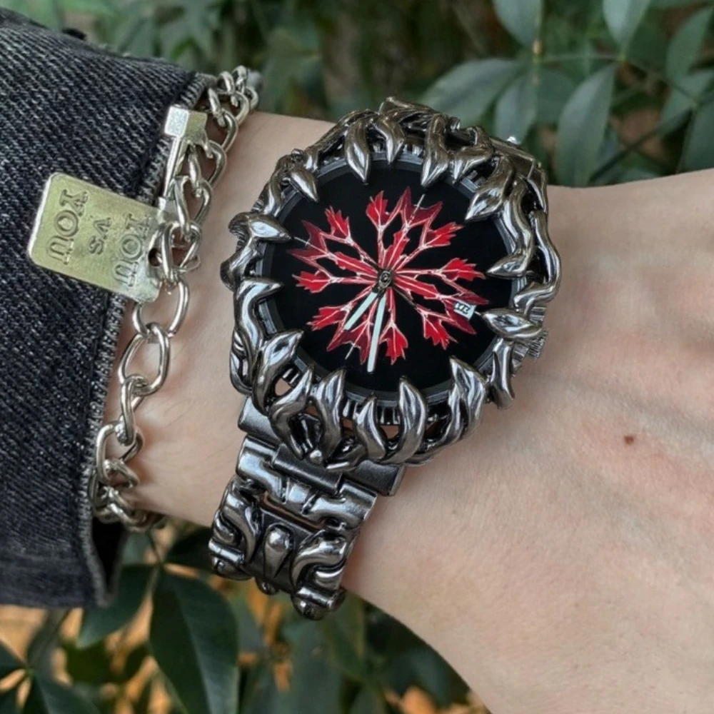 Devil Claw Quartz Watches Men Red Space-time Crack Design Alabaster ...