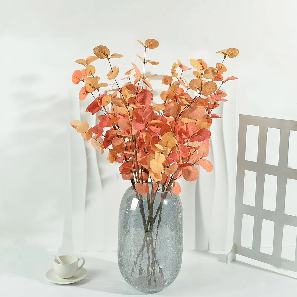 1Pcs-Artificial-Fall-Eucalyptus-Leaves-Stem-Autumn-Leaf-Branches-For ...