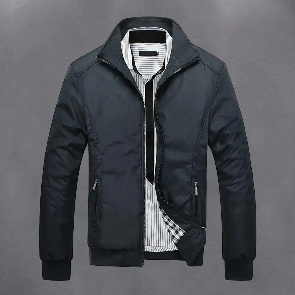 Men-Solid-Color-Jacket-Stylish-Men-s-Stand-Collar-Jacket-with-Zipper ...