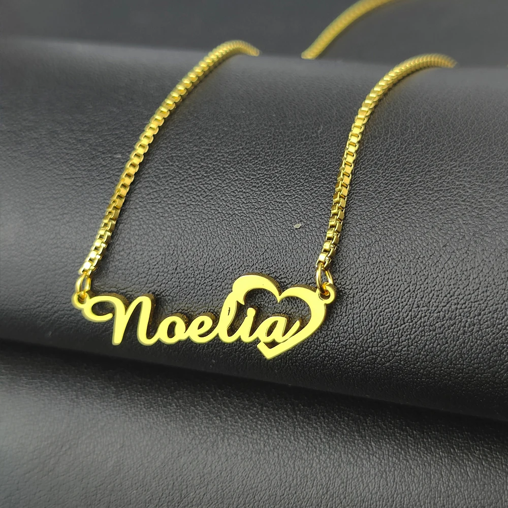 Colar-com-nome-de-ouro-personalizado-com-cora-o-Custom-Name-Necklace ...