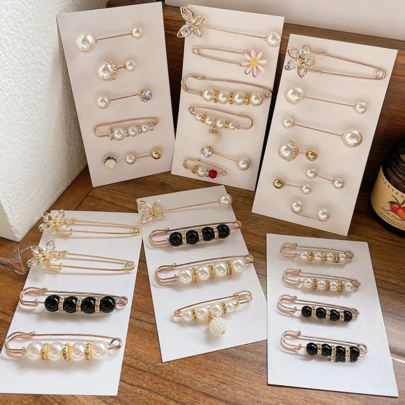 New Pearl Brooches Set Waist Buckle Cardigan Jeans Button Brooch Pins ...