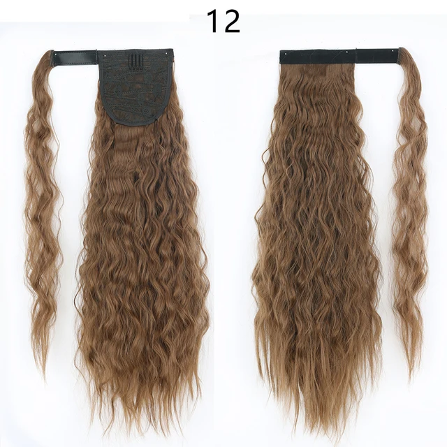 Synthetic 34 inch wavy / straight ponytail hair extensions