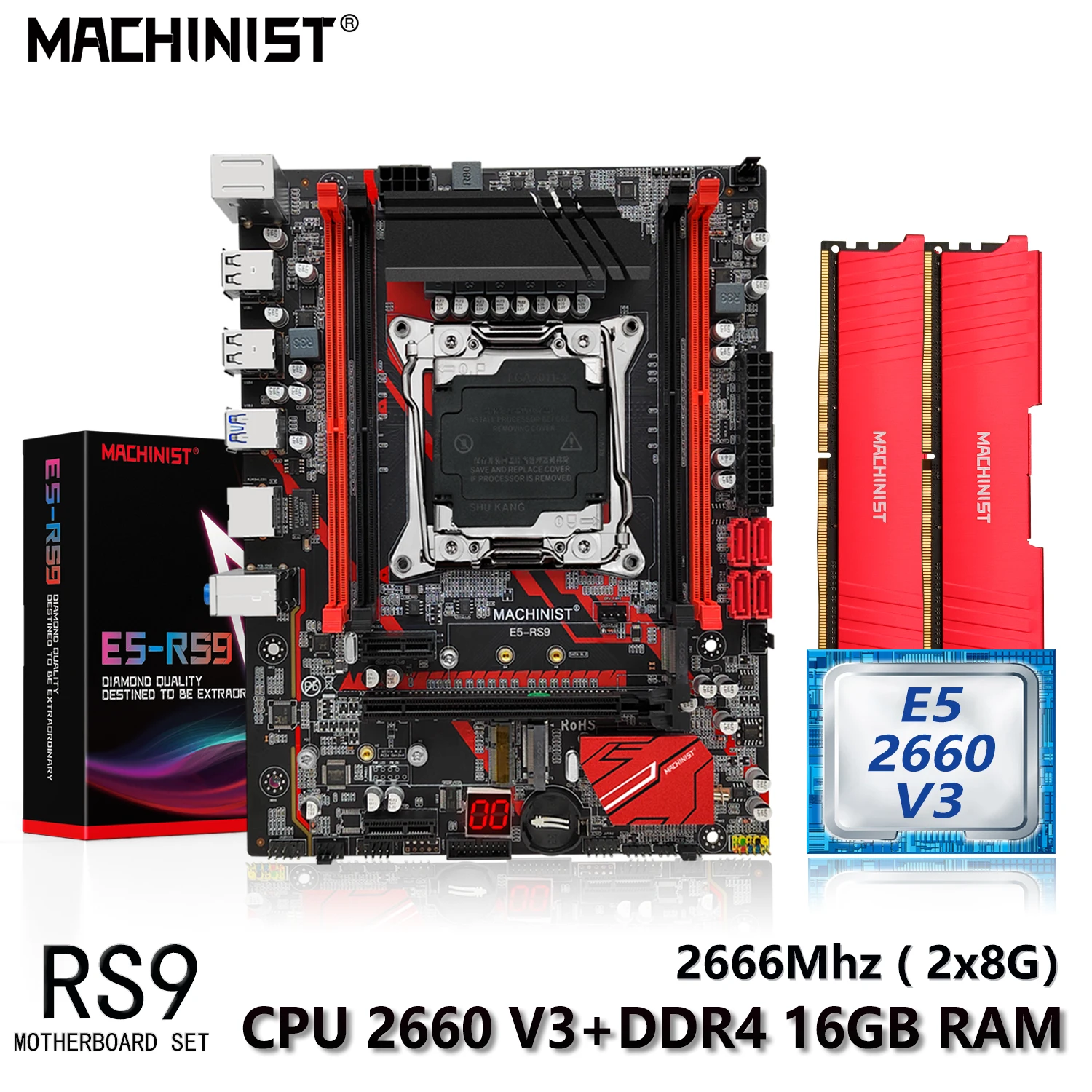 Conjunto de placa mãe machinista e5 rs9 com kit xeon e5 2660 v3 ...