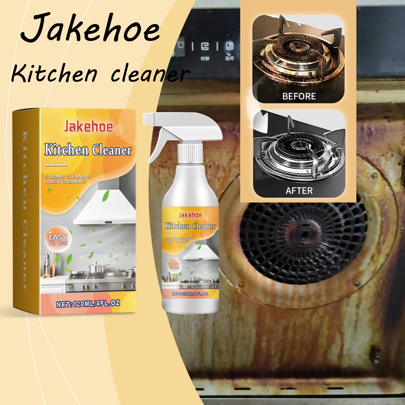 Jakehoe Kitchen Grease Cleaner Cookware Range Hood Dissolve Oil Stains ...