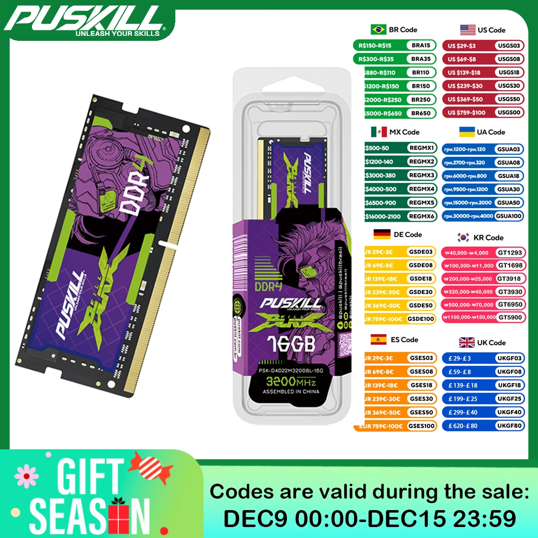 PUSKILL-Memoria-Ram-DDR4-8GB-4GB-16GB-2400mhz-2133-2666mhz-Sodimm ...