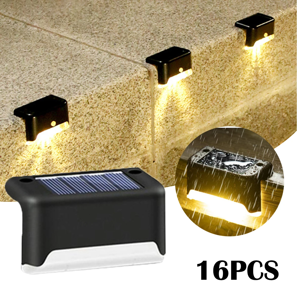 Warm White Led Solar Step Lamp Path Stair Outdoor Garden Lights ...