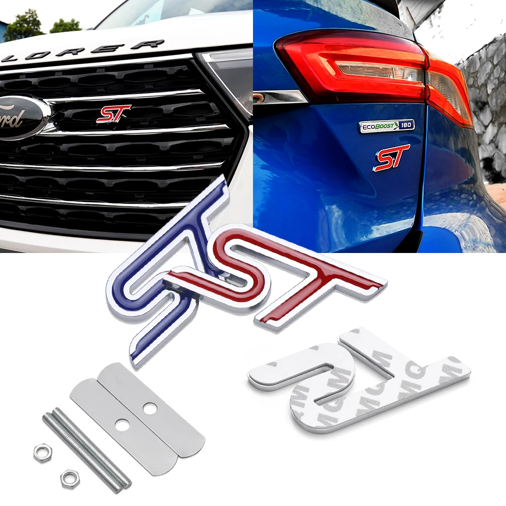 Car-Styling-3D-Metal-Red-Blue-ST-Front-Grille-Sticker-Car-Head-Grill ...