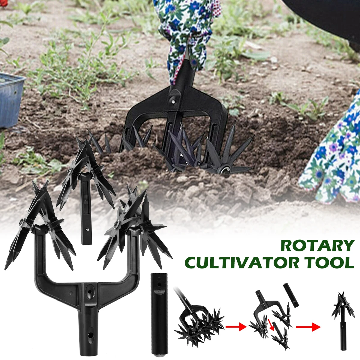 Rotary Cultivator Tool Garden Soil Scarifier Turfing Tool - GARDEN STORE