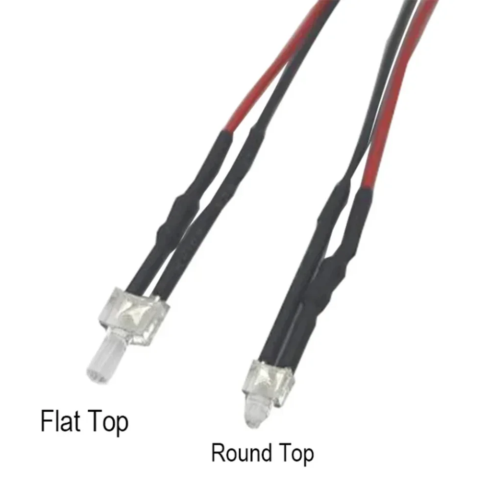 10-100pcs-2mm-9V-12V-DC-Flat-Round-Top-Water-Clear-LED-Light-Set-Pre ...