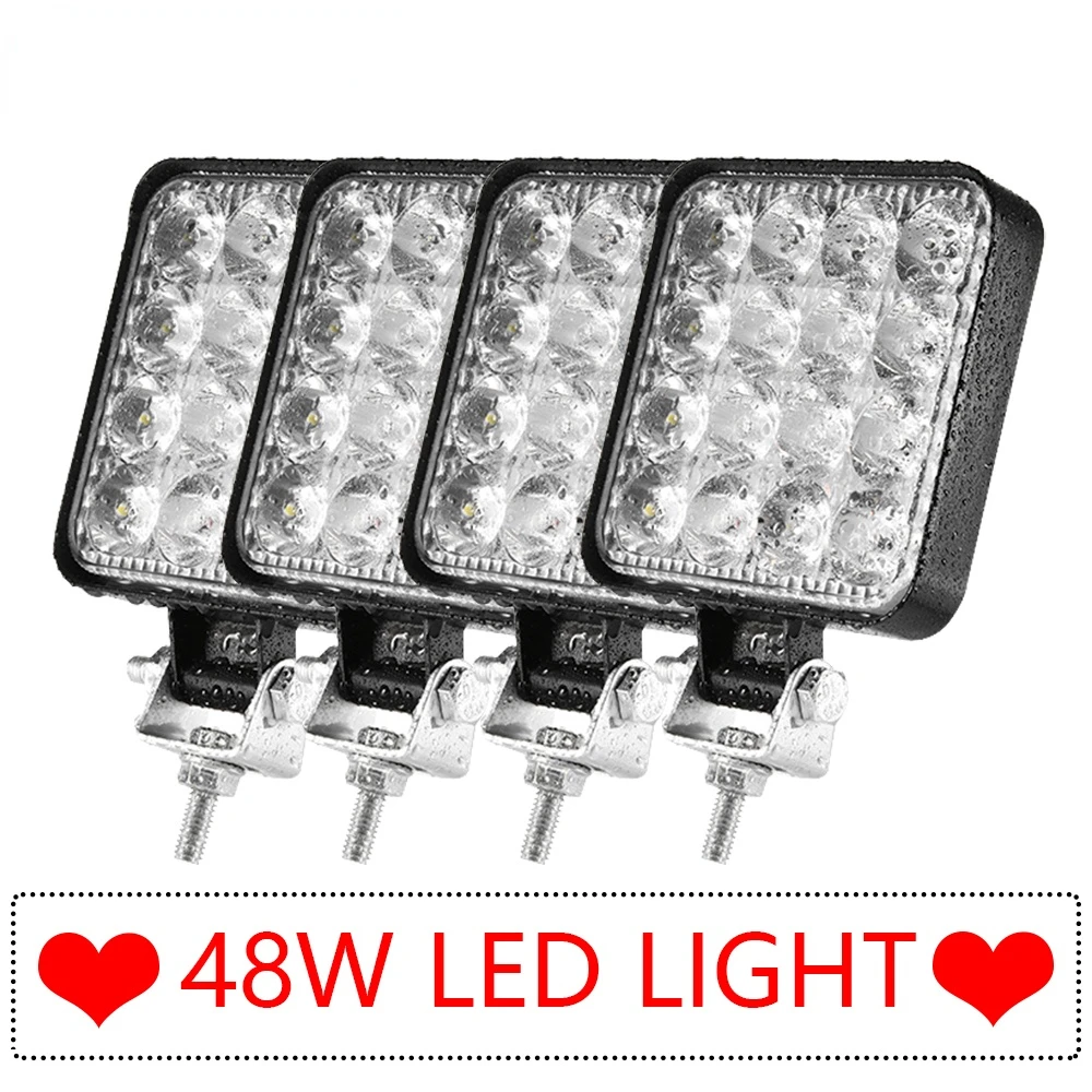 Car-LED-Bar-Worklight-Car-Light-48W-Offroad-Work-Light-4x4-LED-Tractor ...