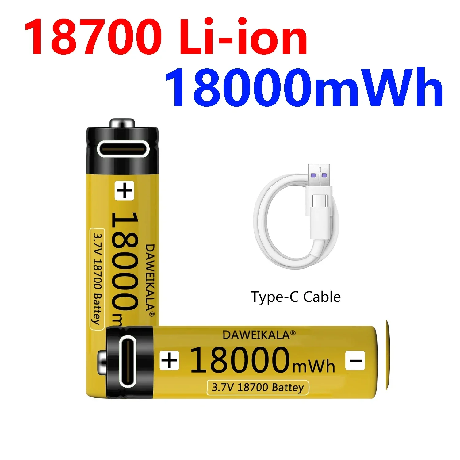 18650-batteria-USB-Type-C-18700-3-7V-18000mWh-batteria-ricaricabile ...