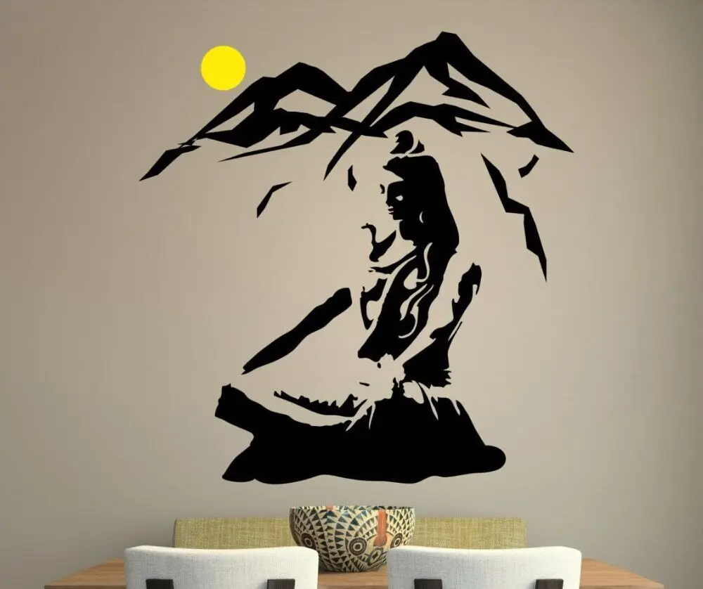 Lord-Shiva-Wall-Sticker-Yoga-Lotus-Pose-Vinyl-Wall-Decal-Mountain ...