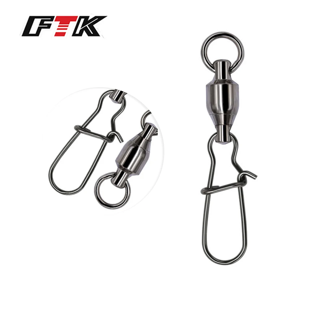 FTK-10Pcs-Lock-Snap-Fishing-Swivels-Ball-Bearing-Rotation-Fishing-Line ...
