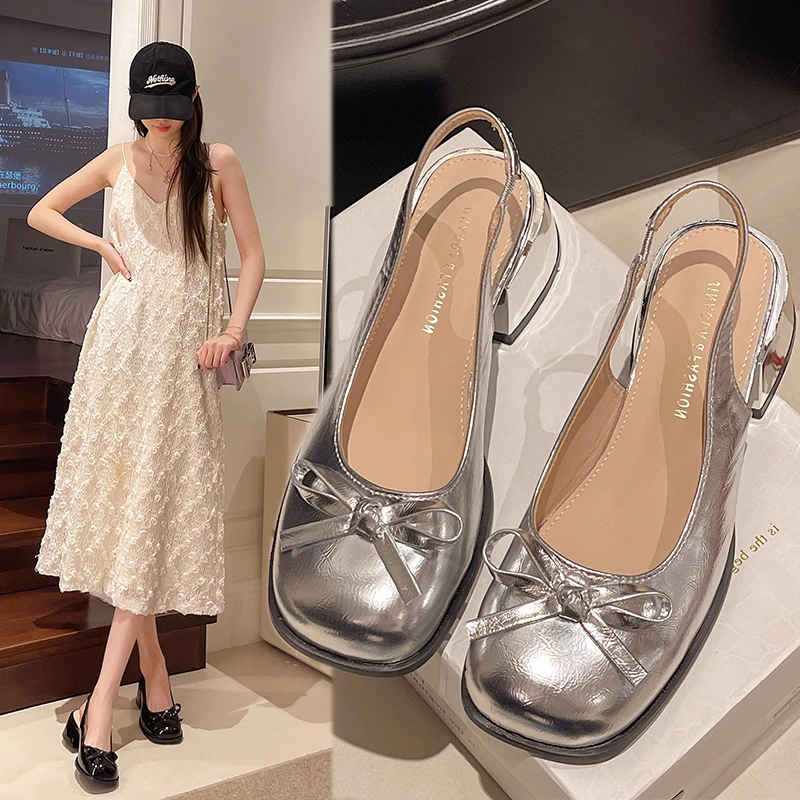 Women's High-heel Sandals Fashion Thick Heel Butterfly-knot Women ...