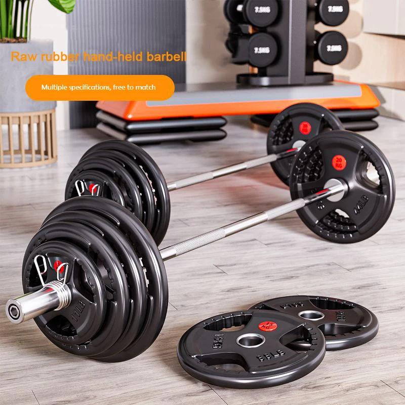 Weightlifting Hard Pull Rubber Barbell Plates Large Hole Bar Barbell ...