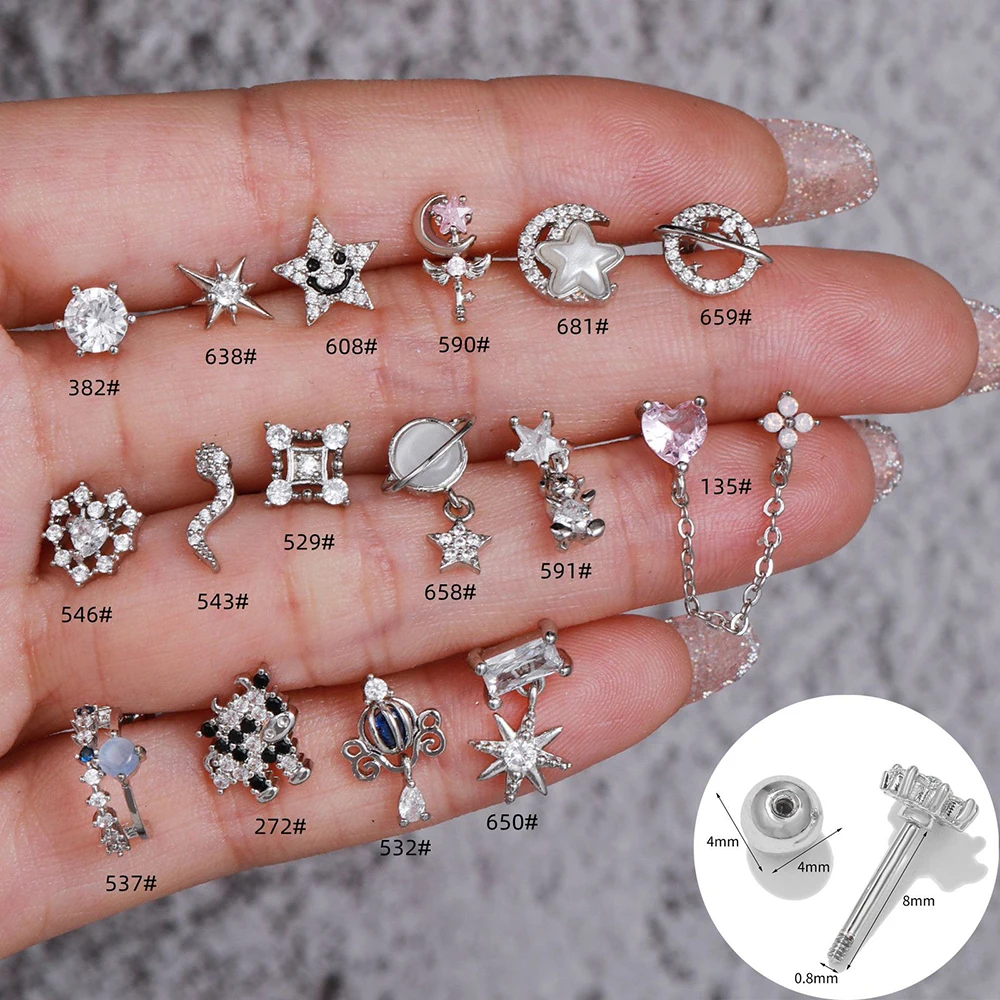 1pc-New-Zircon-Snak-Flower-Star-Cartilage-Piercing-Earrings-For-Women ...