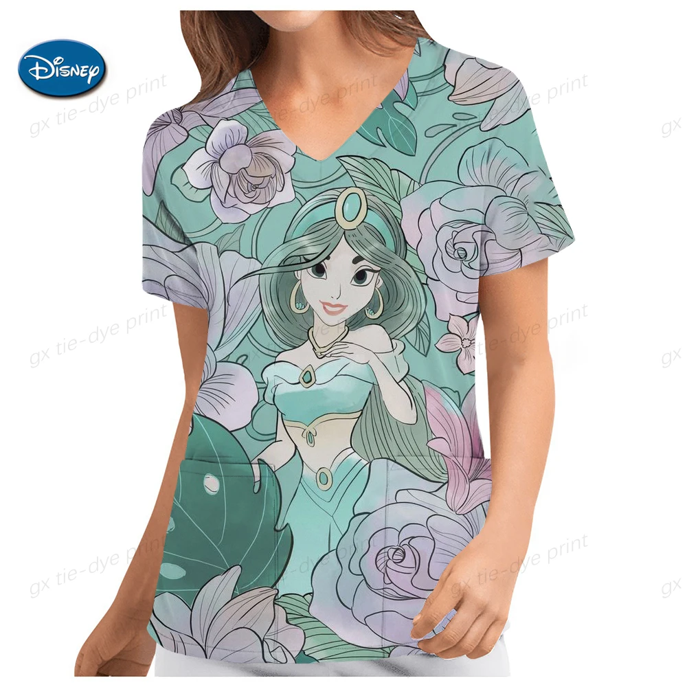 Disney-Princess-scrub-top-female-veterinary-nurse-uniform-cartoon-print ...