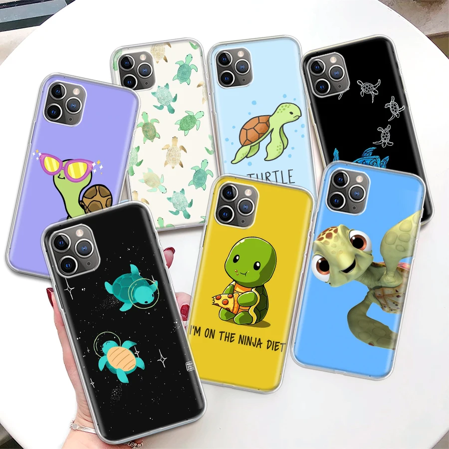 Cartoon-Sea-Turtle-Tortoise-Phone-Case-For-Apple-iPhone-15-Art-14-13-12 ...