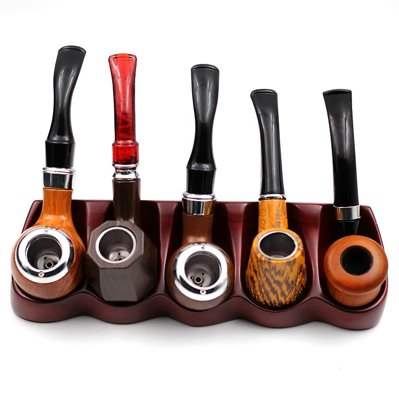 New-Classic-Style-Smoking-Pipe-Set-With-4-Pipe-Tools-Wood-Resin-Pipes ...