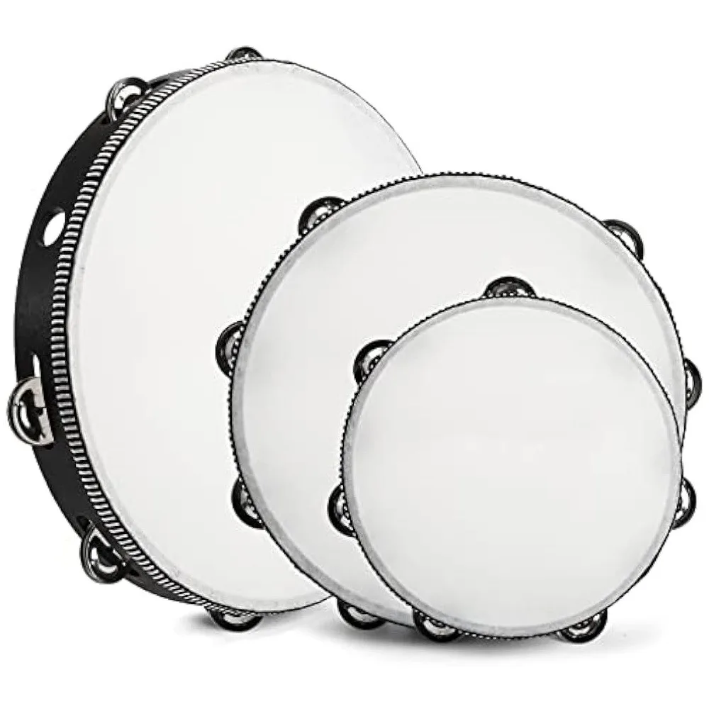 4/6/8/10inch White Drum Head Black Edge Double Row Hand Shaken ...