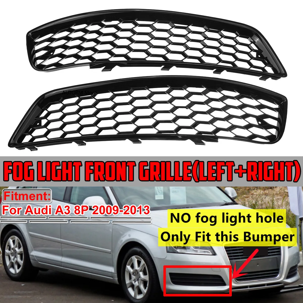Paar-f-r-audi-a3-8p-2007-2012-gl-nzend-schwarz-Nebels-chein-werfer ...
