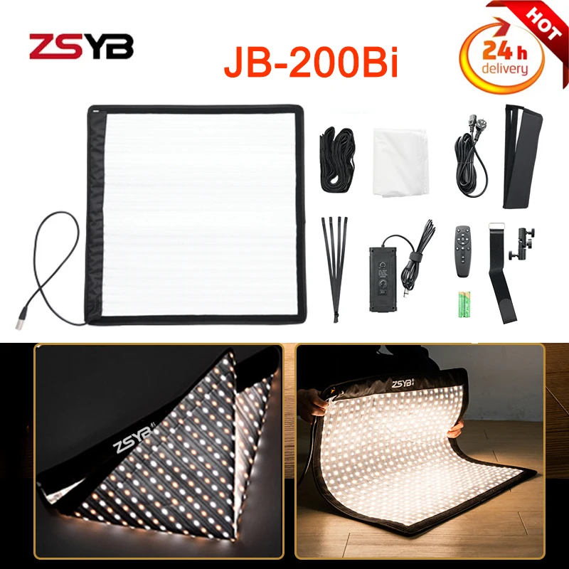 ZSYB-JB-200bi-200W-150W-Foldable-Rollable-Cloth-LED-Video-Light-2700k ...