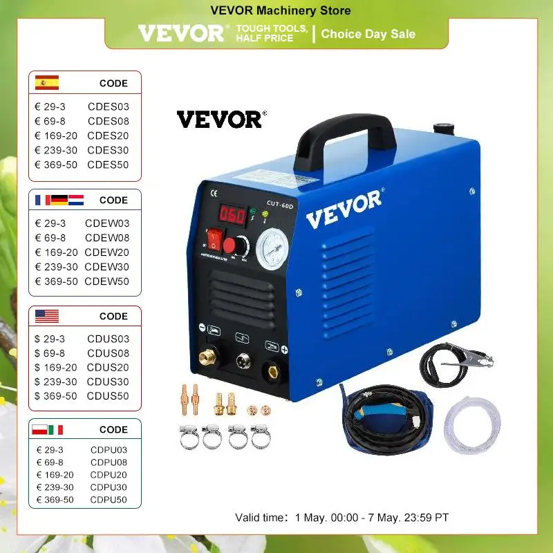 VEVOR-40A-50A-60A-HF-Air-Plasma-Cutter-DIY-12-14-16mm-Cutting-Thinkness ...