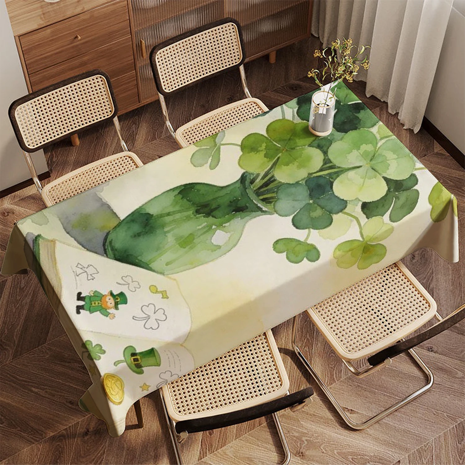 2D Watercolor Shamrock Tablecloth Restaurant Kitchen Tablecloth Living ...