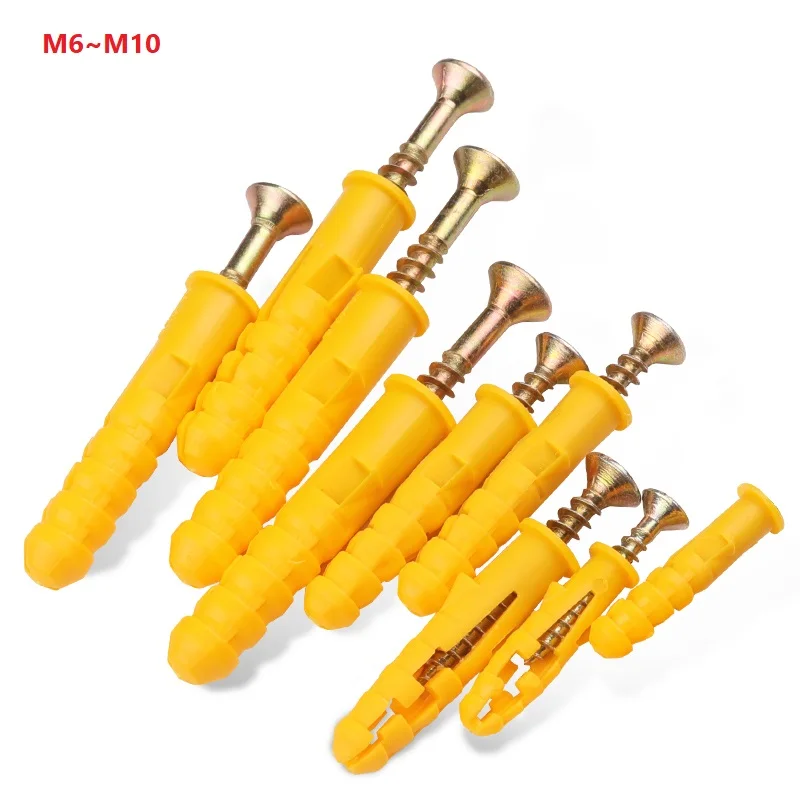 Sets Plastic Tube Expansion Wall Anchors Plugs Fasteners Nylon Self ...