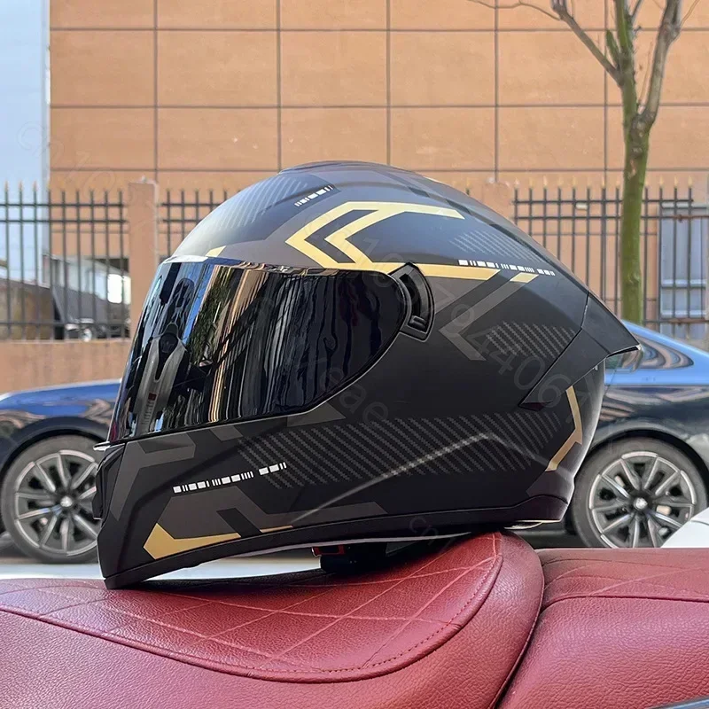 LVS Motorcycle Helmet with Dual Lenses for Men Women Full Face ...