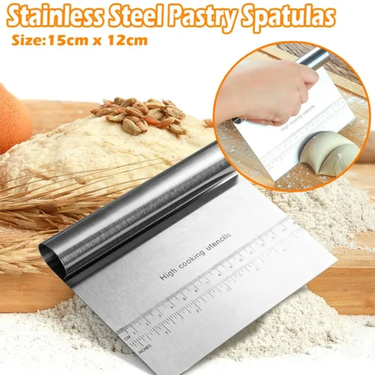 Stainless-Steel-Dough-Scraper-Cutter-Baking-Pastry-Spatulas-Pizza-Dough ...