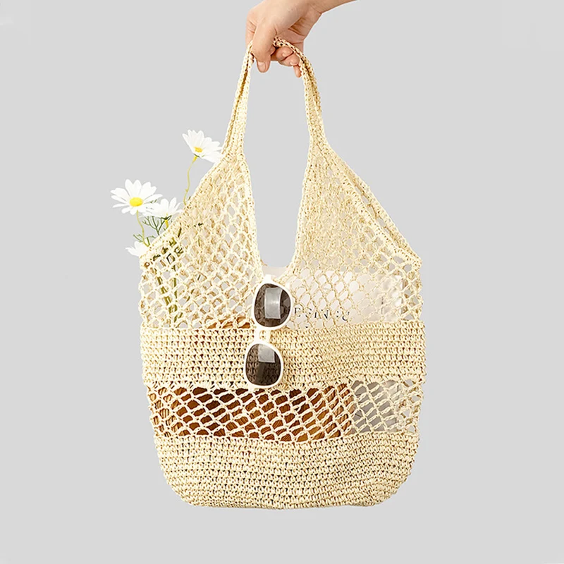 Summer-Straw-Net-Bag-Vacation-Woven-Tote-Bag-Crochet-Fishnet-Pockets ...