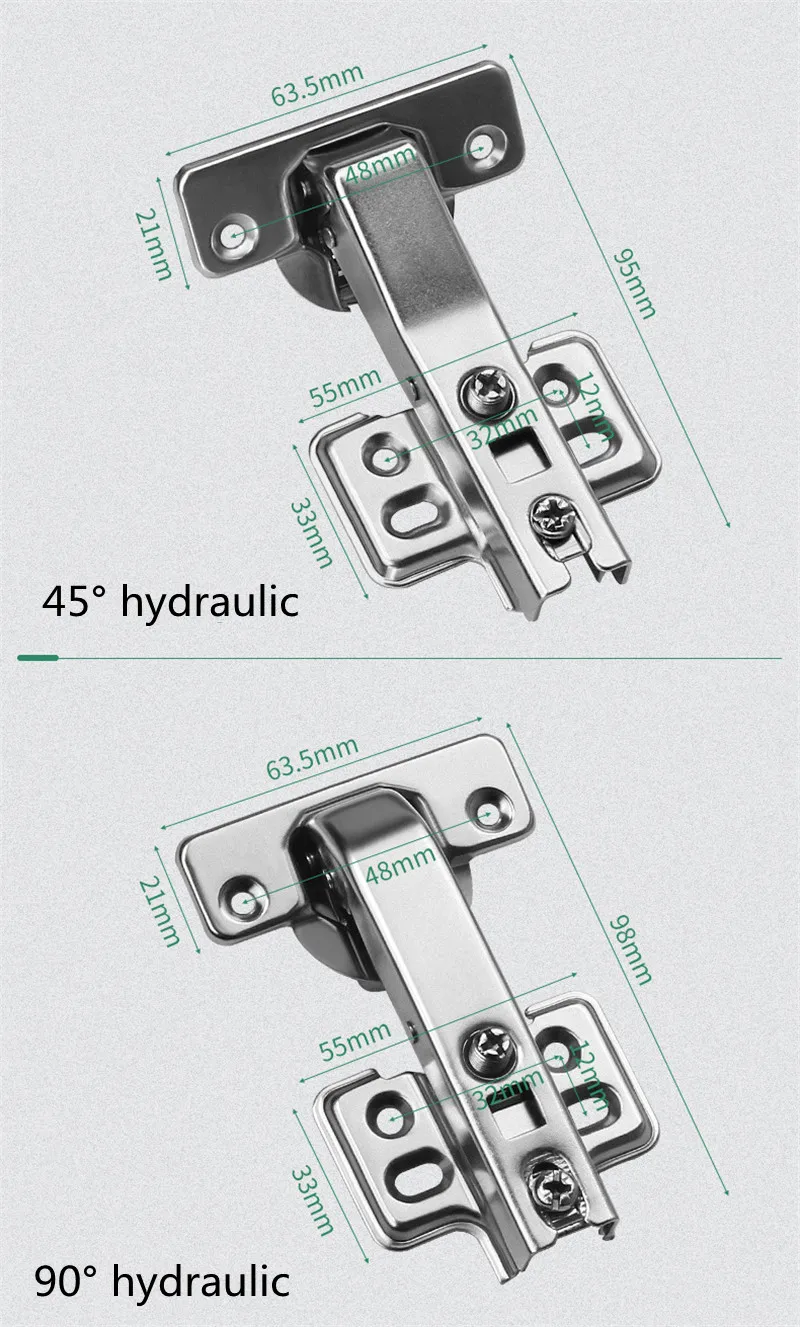 CHARNIERE,90 Degree Hydraulic--charnière hydraulique à 90 degrés, 45 degrés, pour porte'armoire ...
