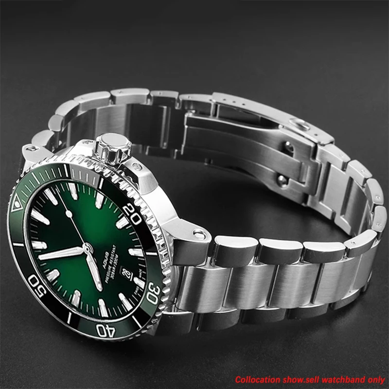 Oris 7730 7740 다이빙 AQUIS 남성용 24x12mm 솔리드 스테인레스 스틸 시계 스트랩 ORIS 워터 고스트 메탈 ...