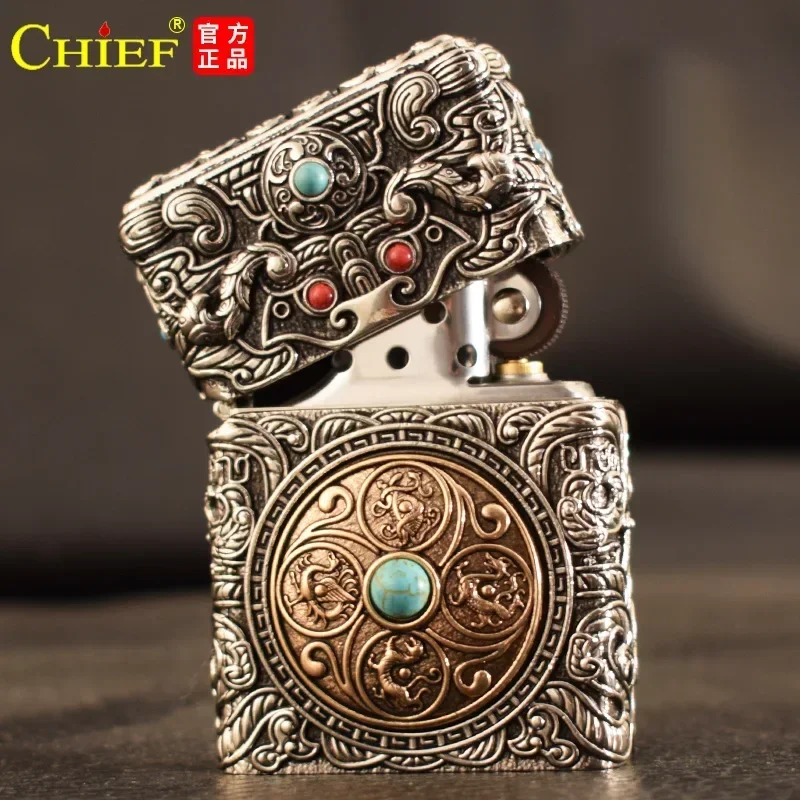 CHIEF Retro Lighter Metal Heavy Armor Kerosine Lighter Six-sided ...