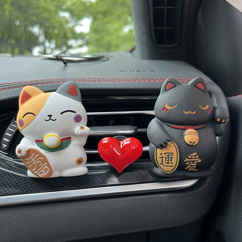Car-Air-Freshener-Diffuser-Clip-Lucky-Cat-Fragrance-Diffuser-Resin-Art ...