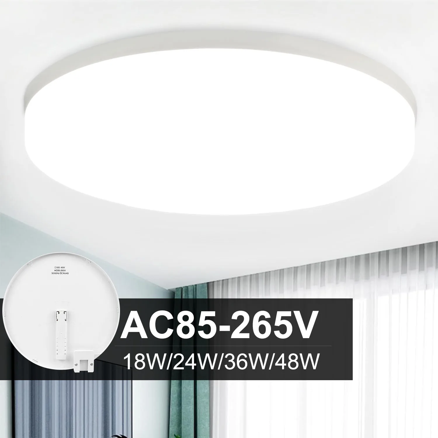 Round Led Ceiling Light Modern Panel Energy Saving Ceiling Lights 18/24 ...