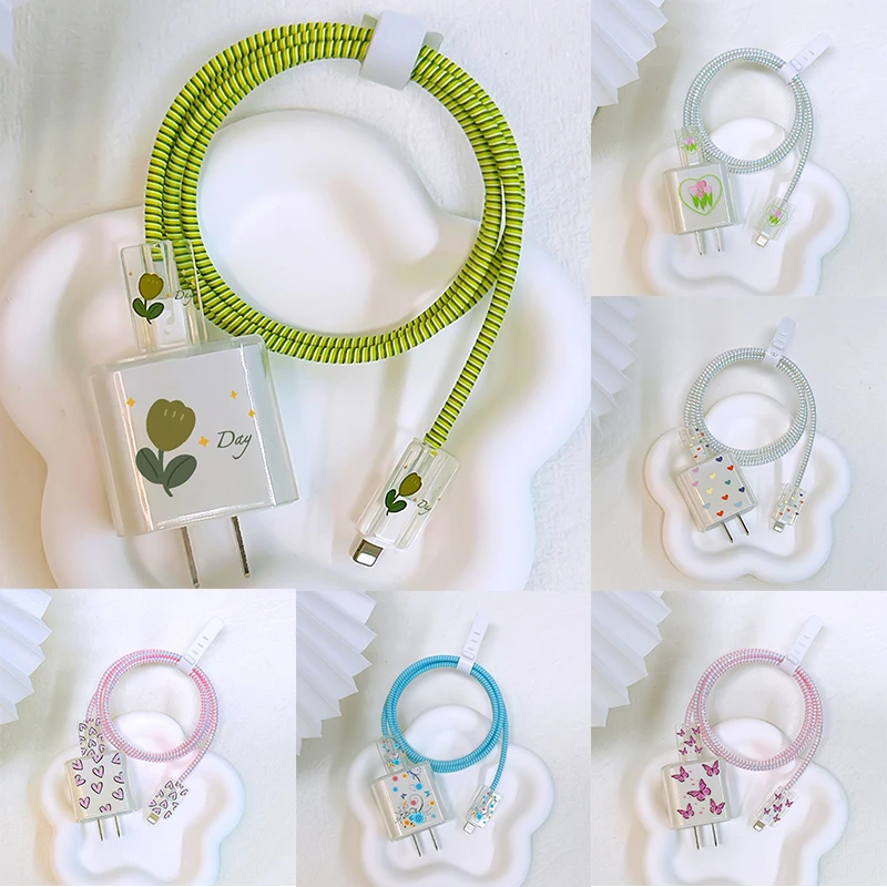 Flower Pattern Charger Protector For Apple iPhone 18W/20W Charger ...