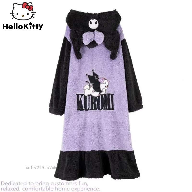 Sanrio-Kuromi-Casual-Plush-Robe-Pants-2-Pcs-Sets-Homewear-Winter ...