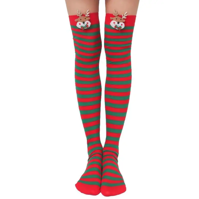 Knee-High-Christmas-Socks-Over-Knee-Funny-Novelty-Holiday-Elf-Socks ...